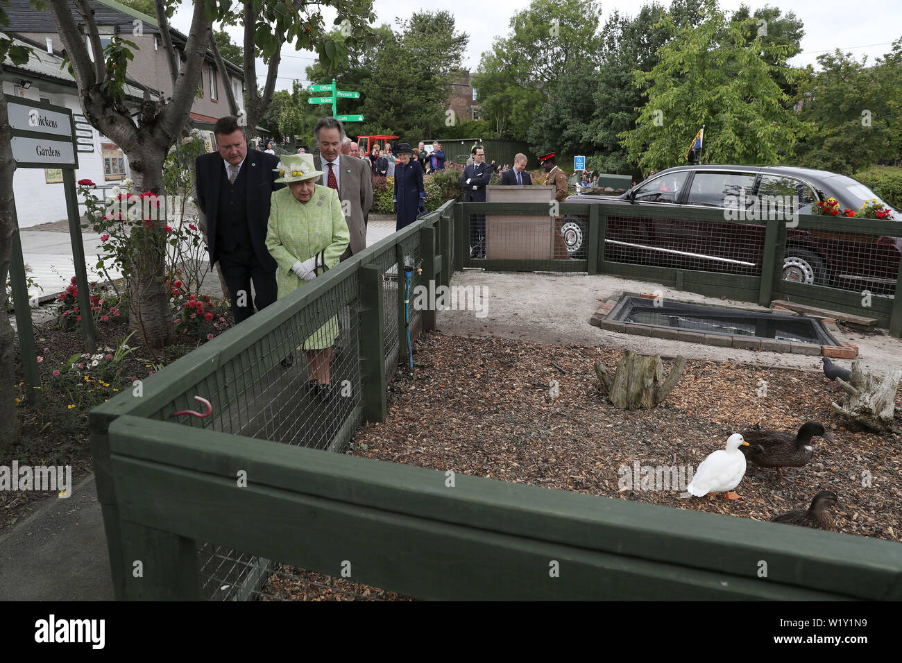 Queen Elizabeth II during a visit to Gorgie City Farm in Edinburgh ...