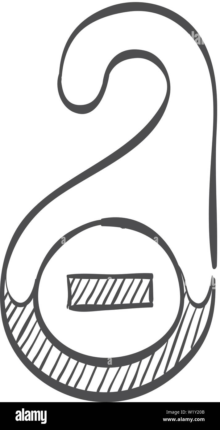 Door handle label icon in doodle sketch lines. Hotel room service ...