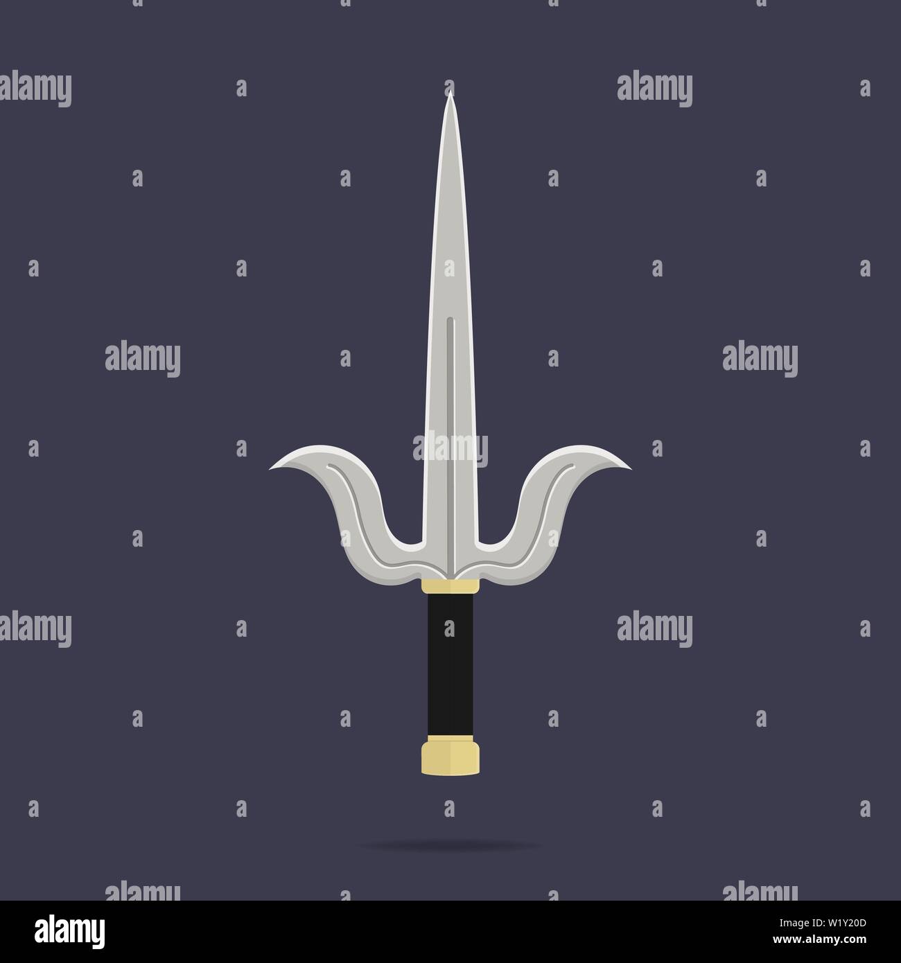 Sai icon. Ninja weapon. Samurai equipment. Cartoon style. Clean and ...