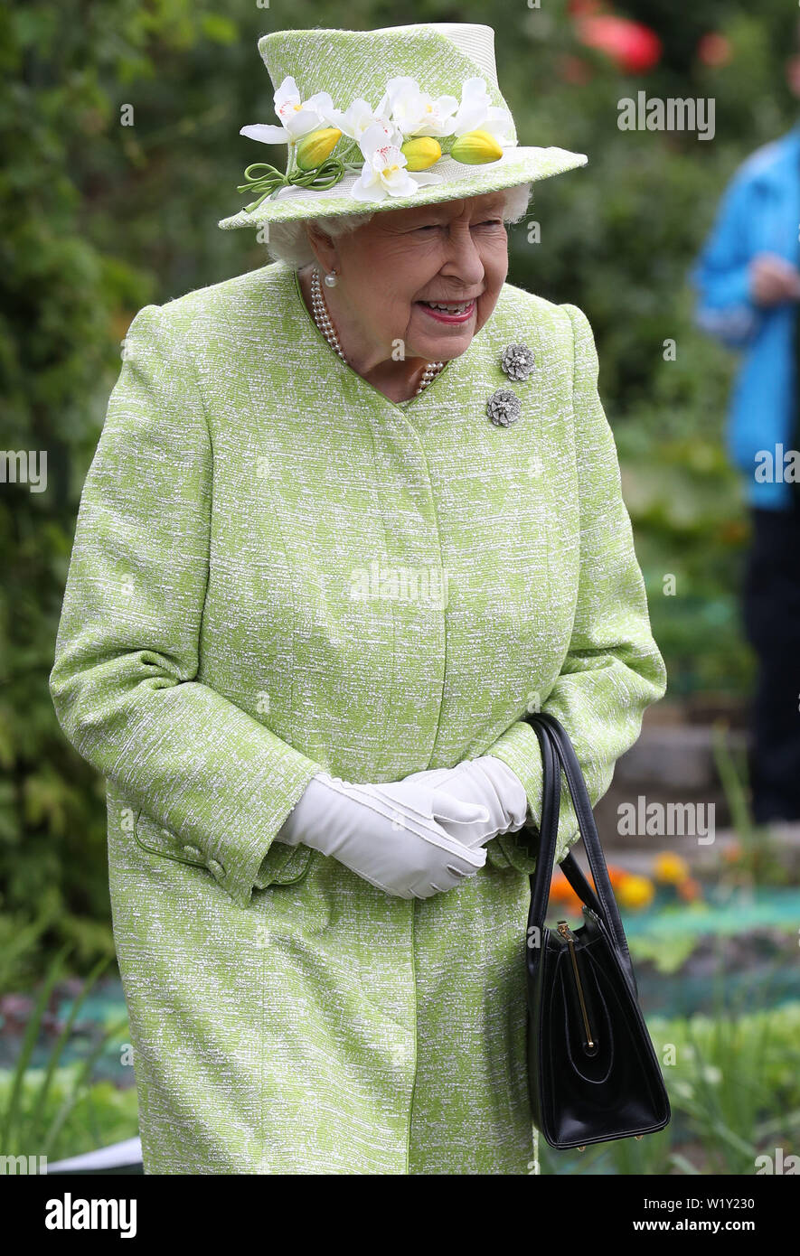 Queen Elizabeth II during a visit to Gorgie City Farm in Edinburgh ...