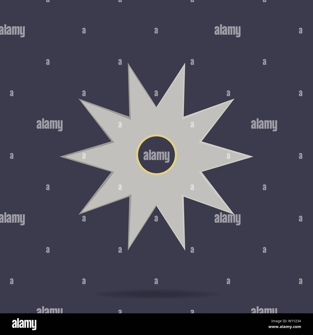 Shuriken icon. Ninja weapon. Samurai equipment. Cartoon style. Clean ...