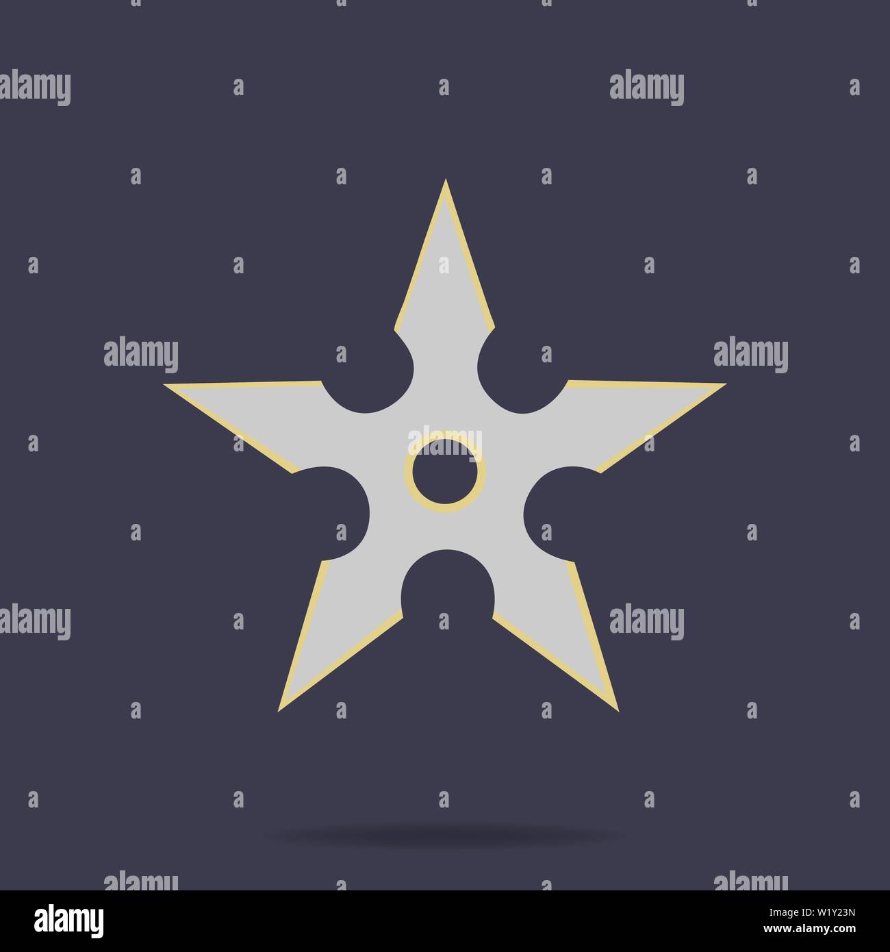 Shuriken icon. Ninja weapon. Samurai equipment. Cartoon style. Clean ...