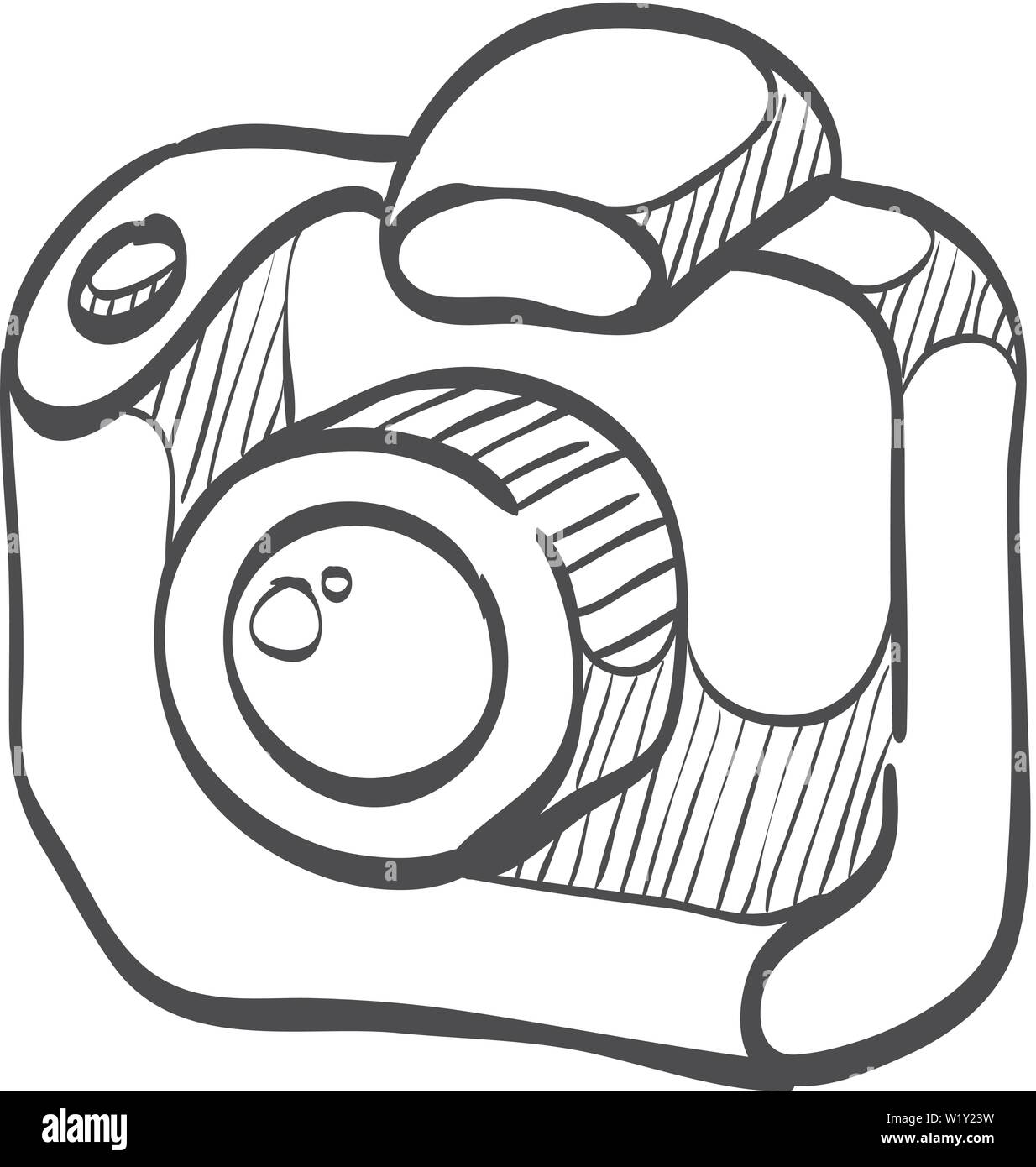 Camera icon in doodle sketch lines. Digital photography professional ...
