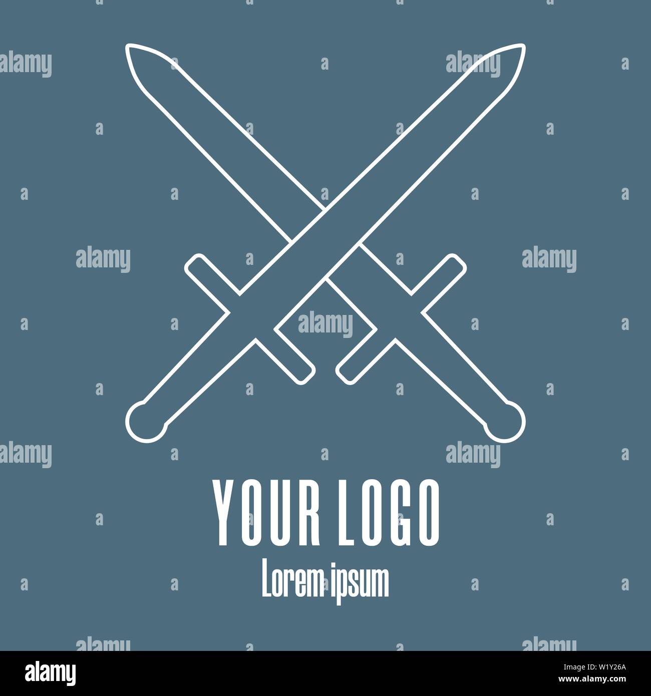 Crossed medieval swords. Design element for logo, emblem. Clean and ...