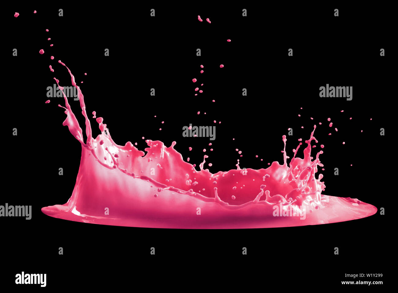 pink paint splash isolated on black background Stock Photo - Alamy
