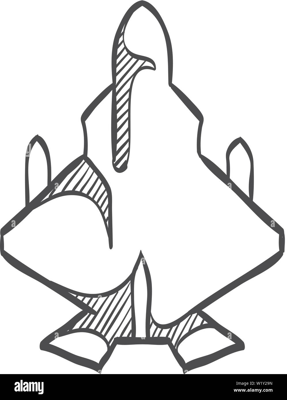 Fighter jet icon in doodle sketch lines. Aircraft military attack ...