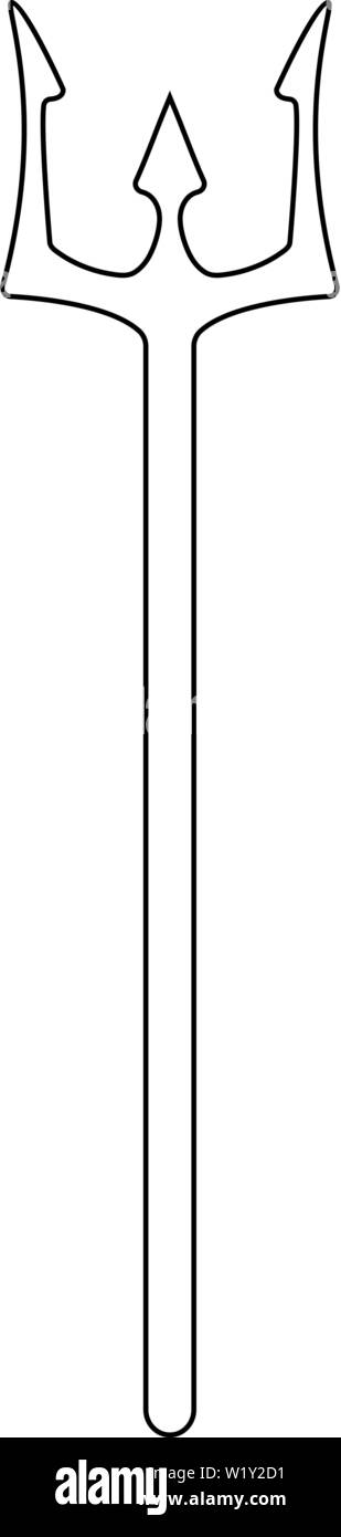 Outline trident isolated on white background. Devil, neptune trident ...
