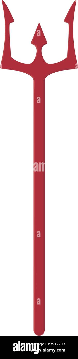 Red trident isolated on white background. Devil, neptune trident ...