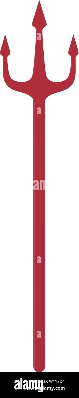 Red trident isolated on white background. Devil, neptune trident ...