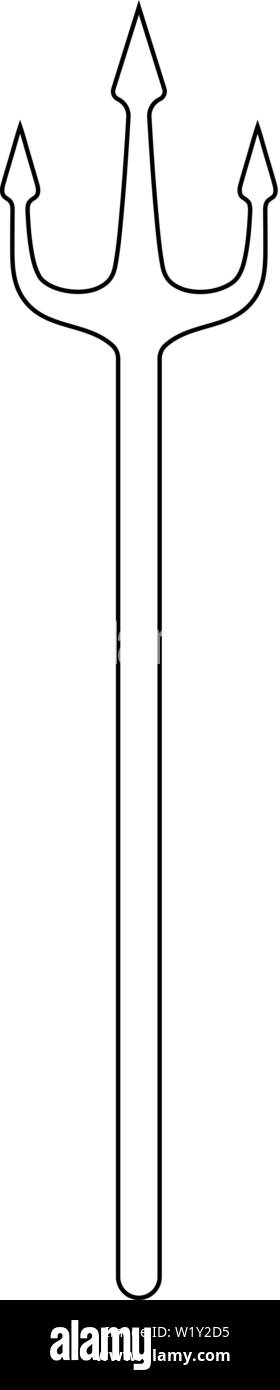 Outline trident isolated on white background. Devil, neptune trident ...