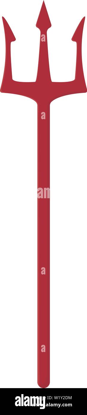 Red trident isolated on white background. Devil, neptune trident ...