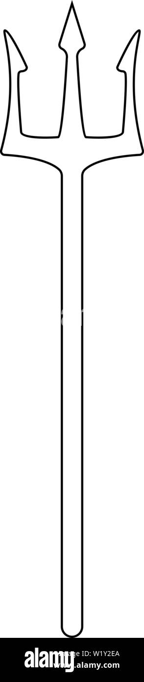 Outline trident isolated on white background. Devil, neptune trident ...