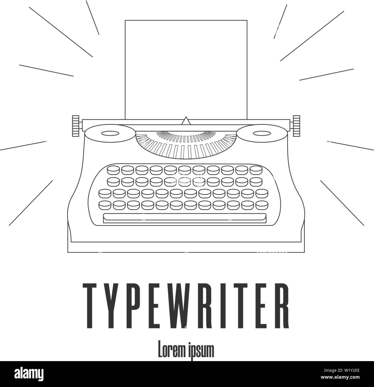 Line style icon of a typewriter machine. Logo, emblem. Journalist ...