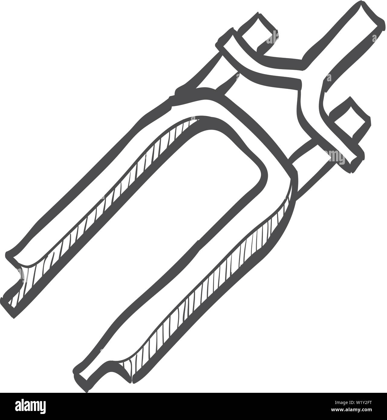 Bicycle suspension fork icon in doodle sketch lines. Sport ...