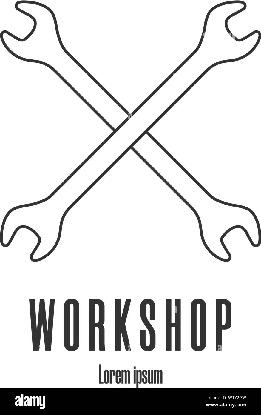 Line style icon of crossed wrenches. Workshop, mechanic, repair service ...