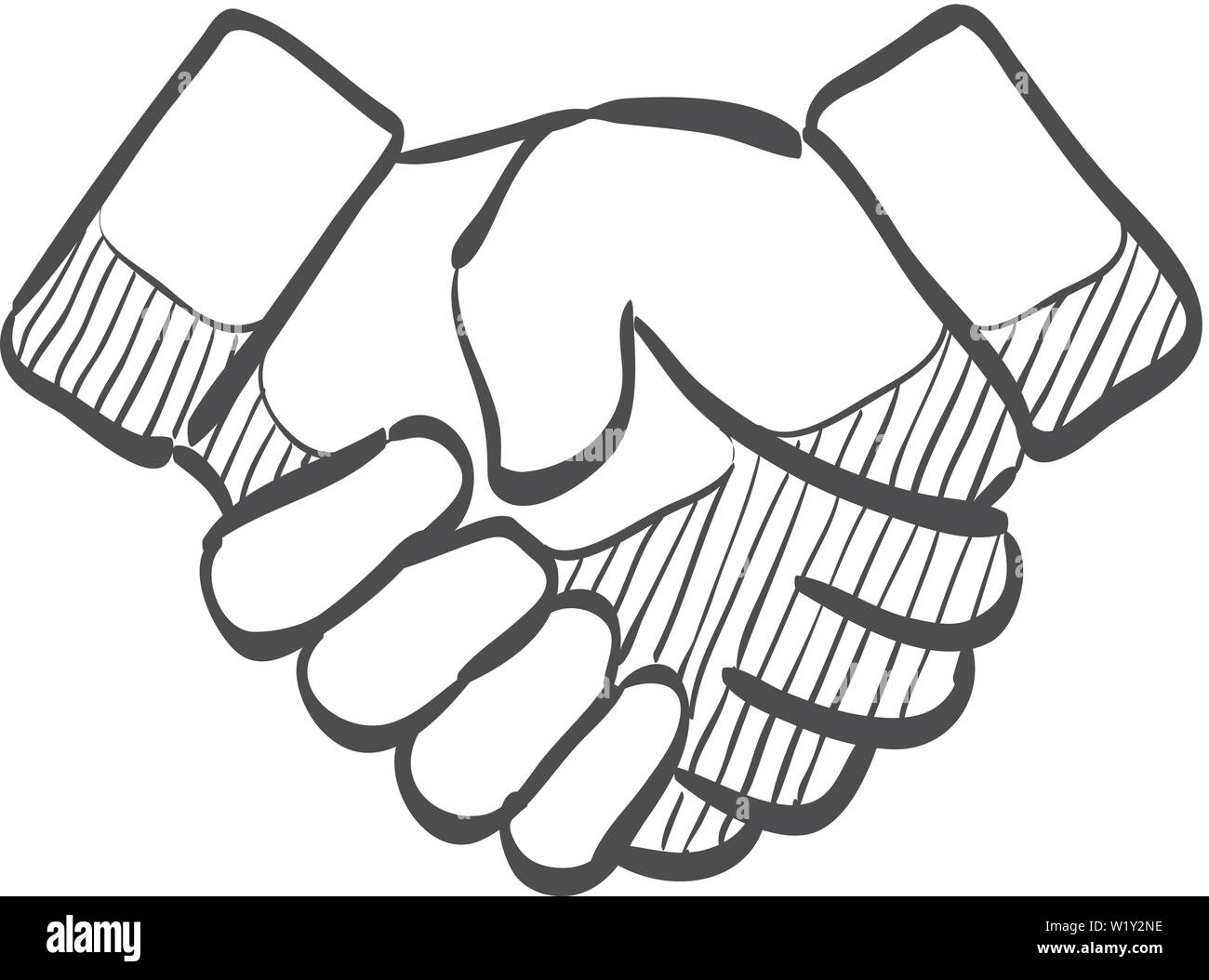 Handshake icon in doodle sketch lines. Business people agreement Stock ...