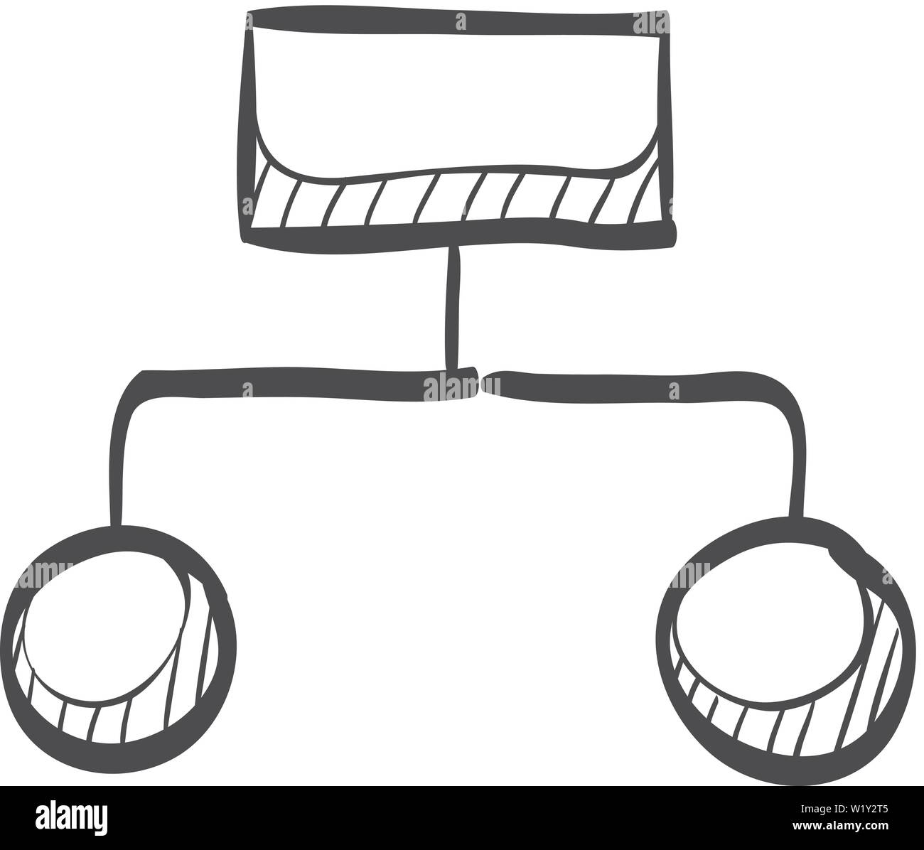 Hierarchy icon in doodle sketch lines. Office management team work ...