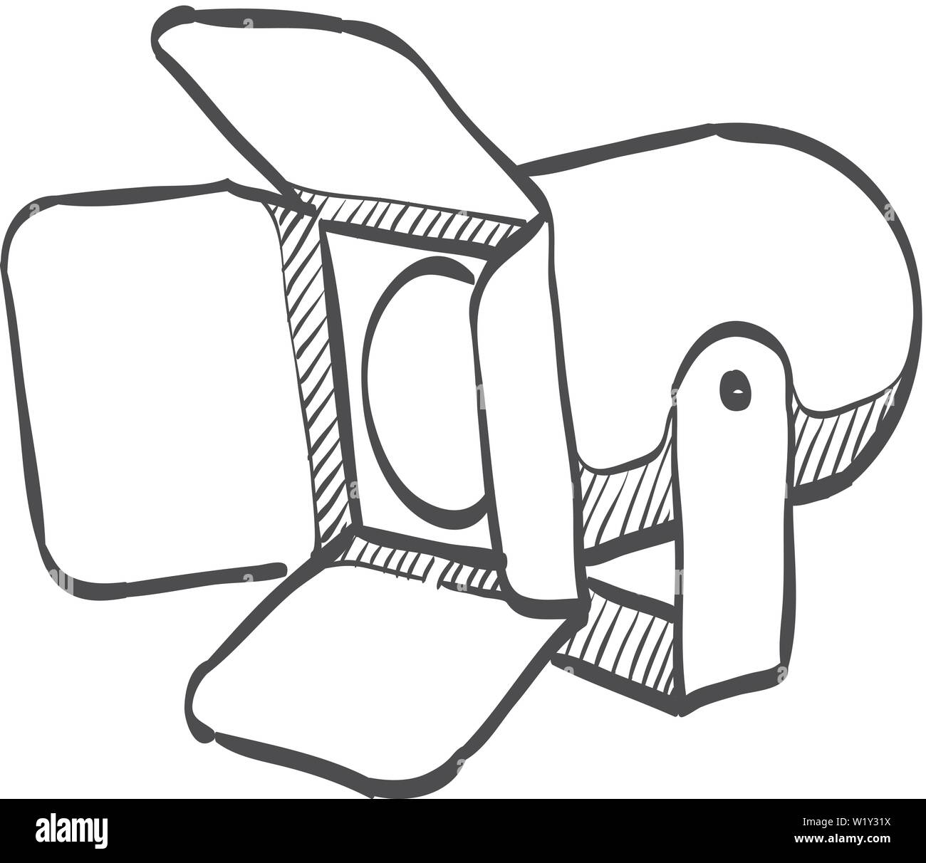 Studio lighting icon in doodle sketch lines. Photography concert ...
