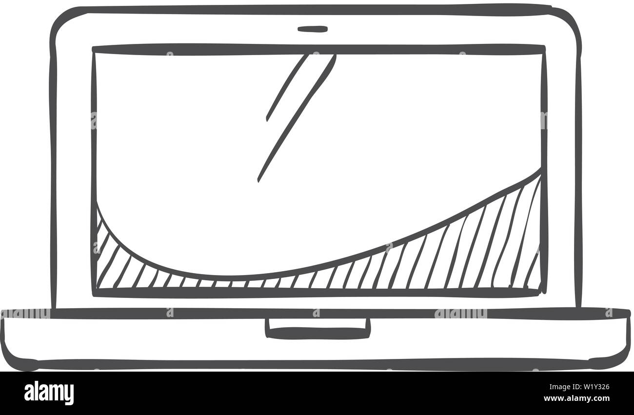 Doodle electronic screen laptop Black and White Stock Photos & Images ...