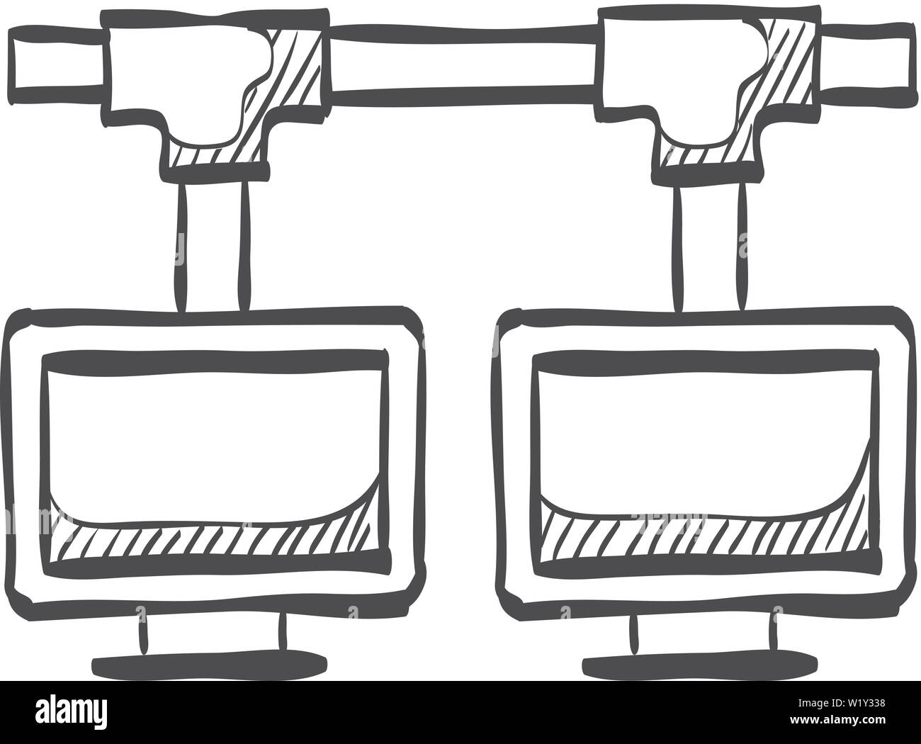 Local Area Network Icon In Doodle Sketch Lines Computer Connection Internet Networking Stock