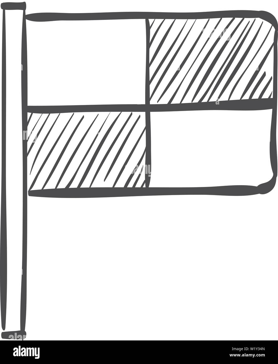 Lineman flag icon in doodle sketch lines. Football soccer match game ...