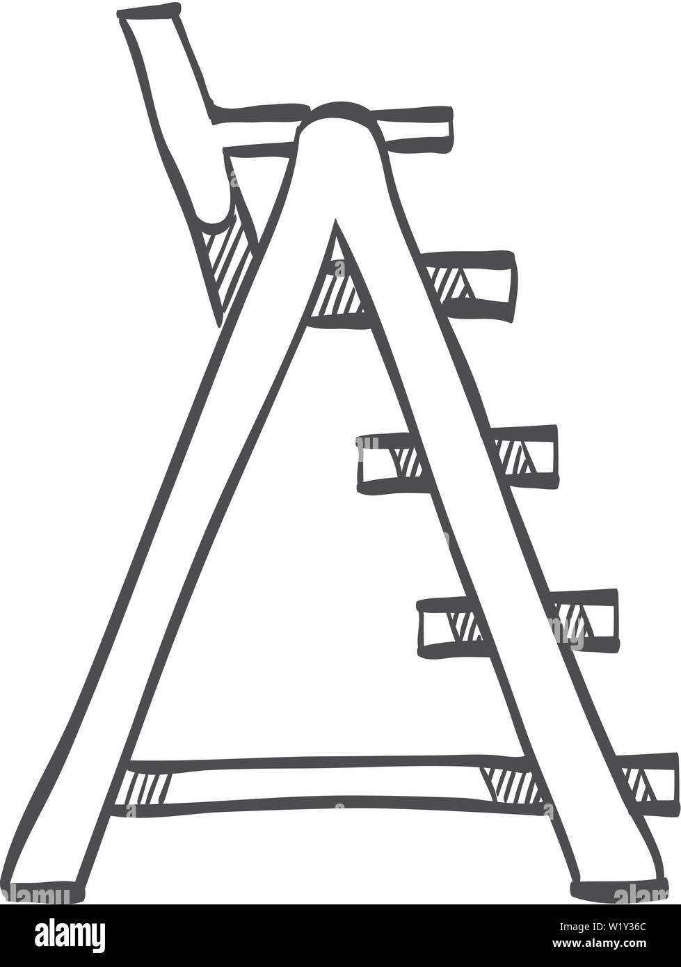 Lifeguard chair icon in doodle sketch lines. Security sea guard warning ...