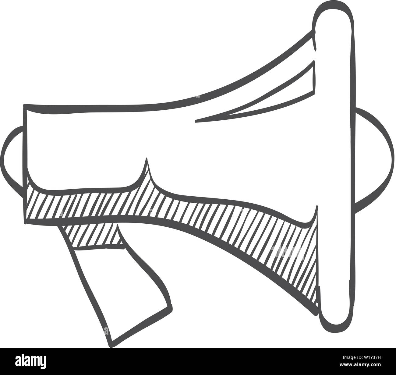 Megaphone icon in doodle sketch lines. Loudspeaker scream demonstration propaganda Stock Vector ...