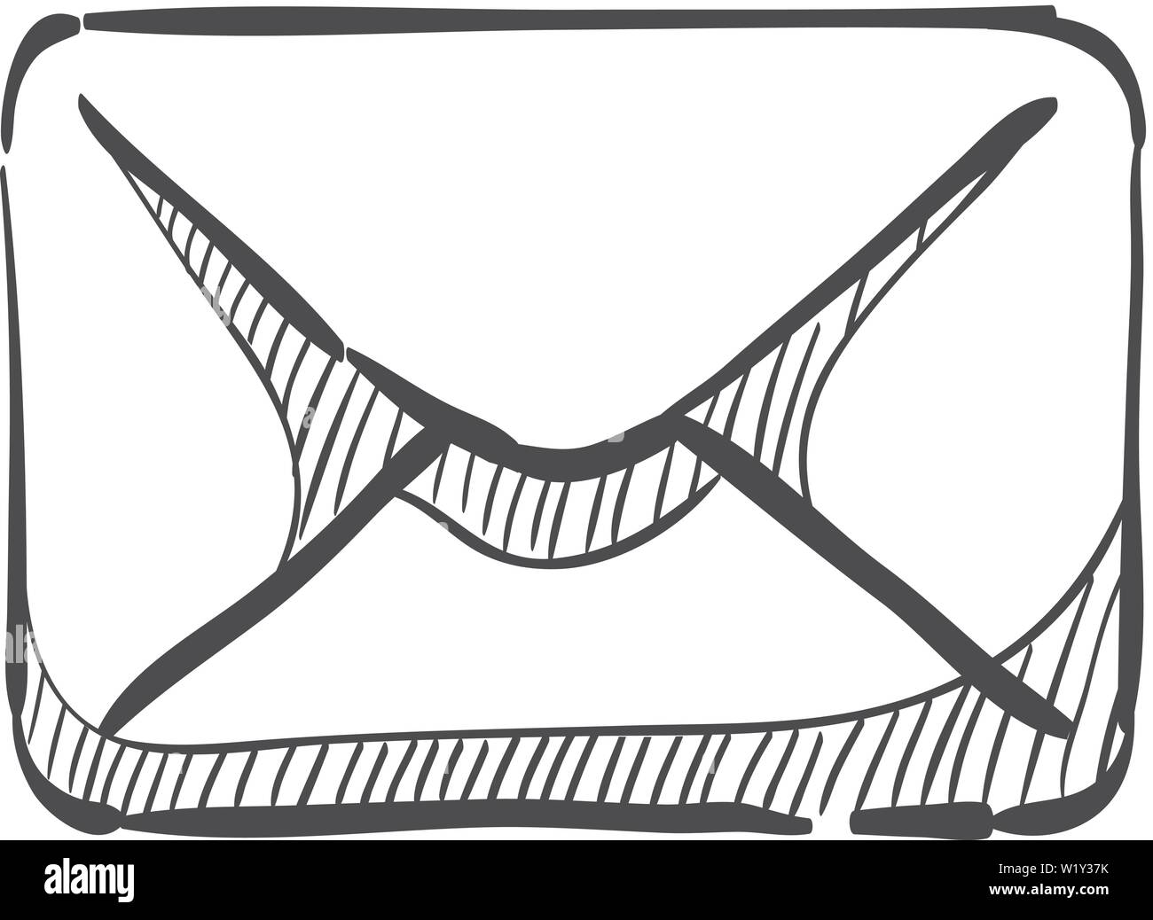 Email icon in doodle sketch lines. Open envelope Stock Vector Image ...