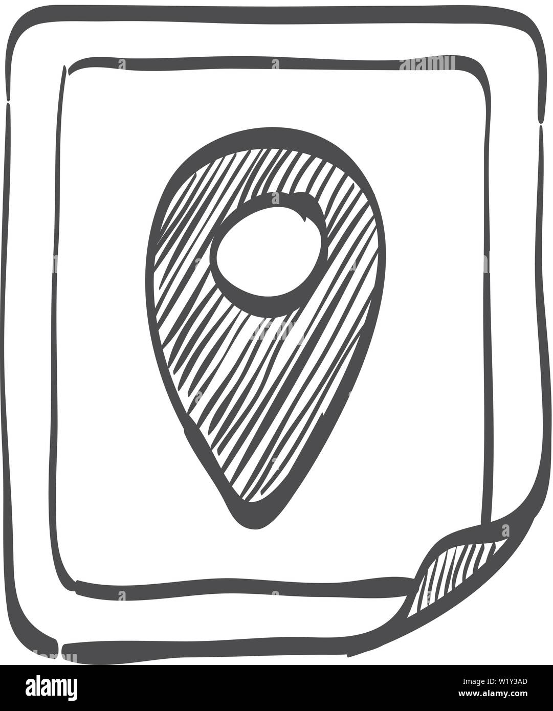 Map icon in doodle sketch lines. Location info GPS Stock Vector Image ...