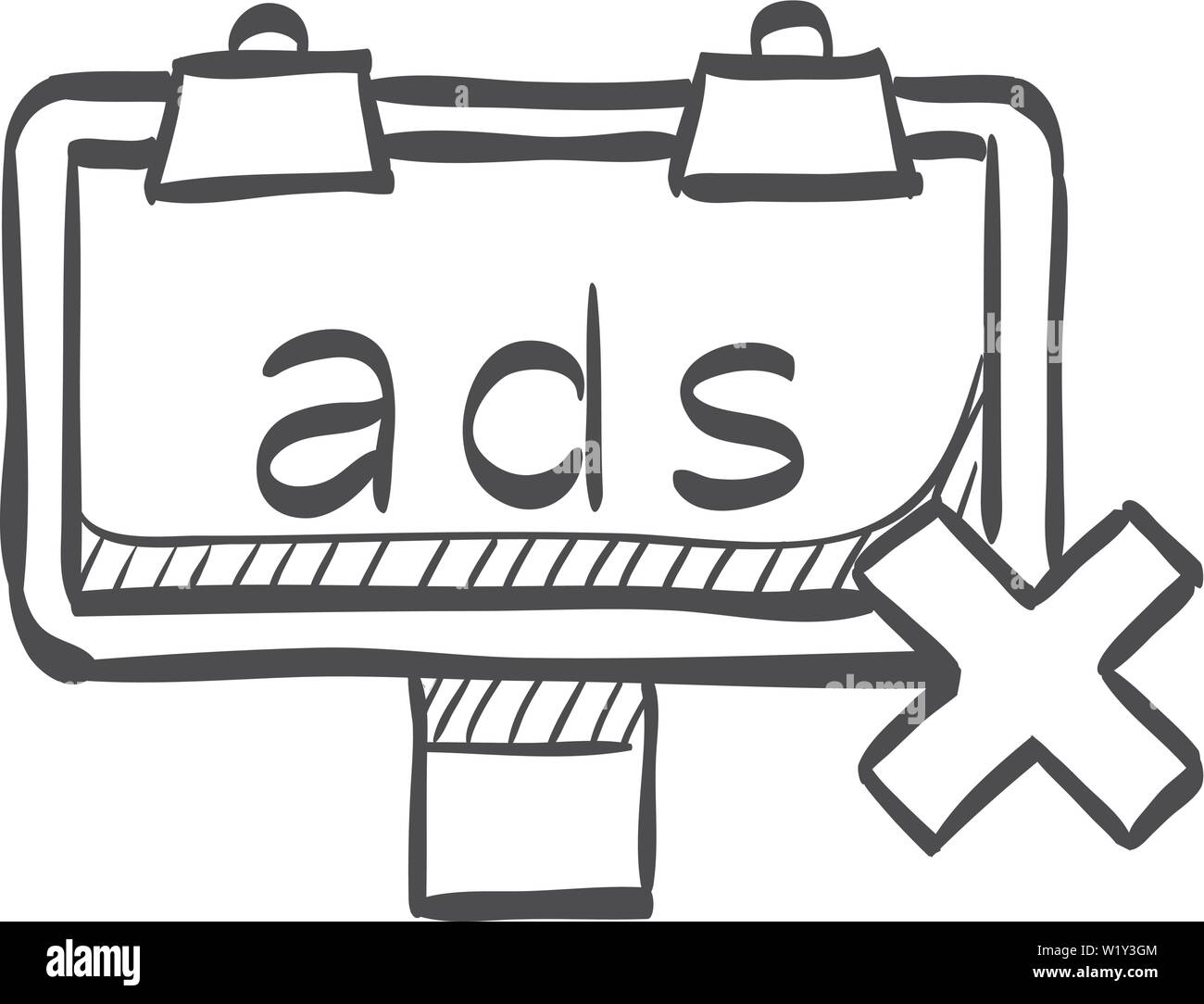 Ad post with cross sign icon in doodle sketch lines Stock Vector Image ...