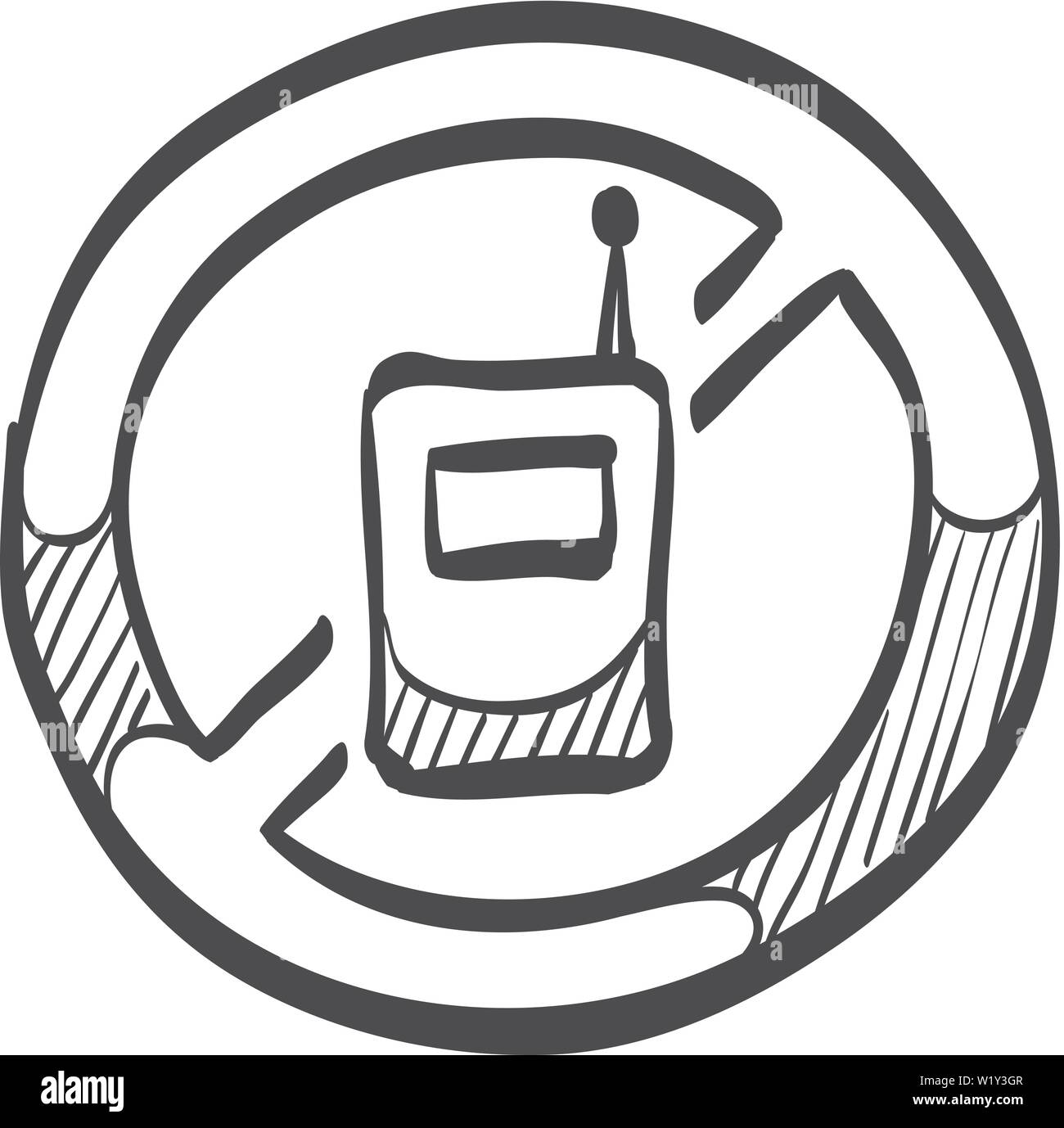 No Cell Phone Icon In Doodle Sketch Lines Communication Device no-cell-phone-icon-in-doodle-sketch-lines-communication-device