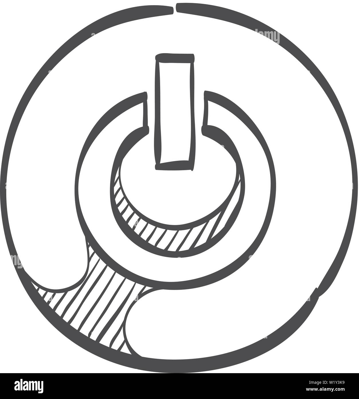 Power button icon in doodle sketch lines. On off, electronic Stock ...
