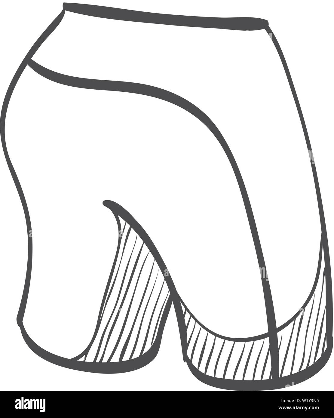 Cycling pants icon in doodle sketch lines. Sport wear apparel road bike ...