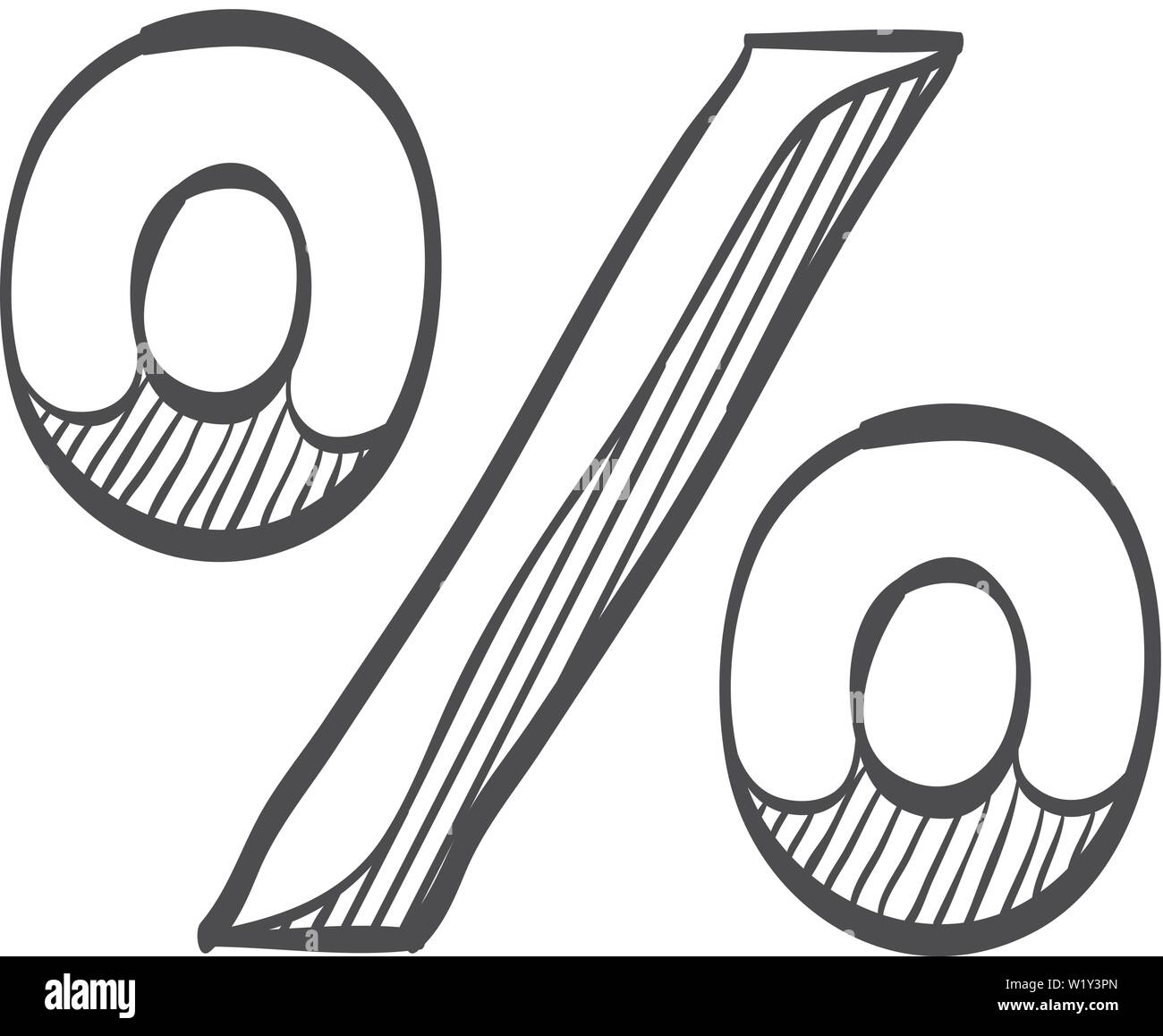 Percent symbol icon in doodle sketch lines. Math mathematics number ...