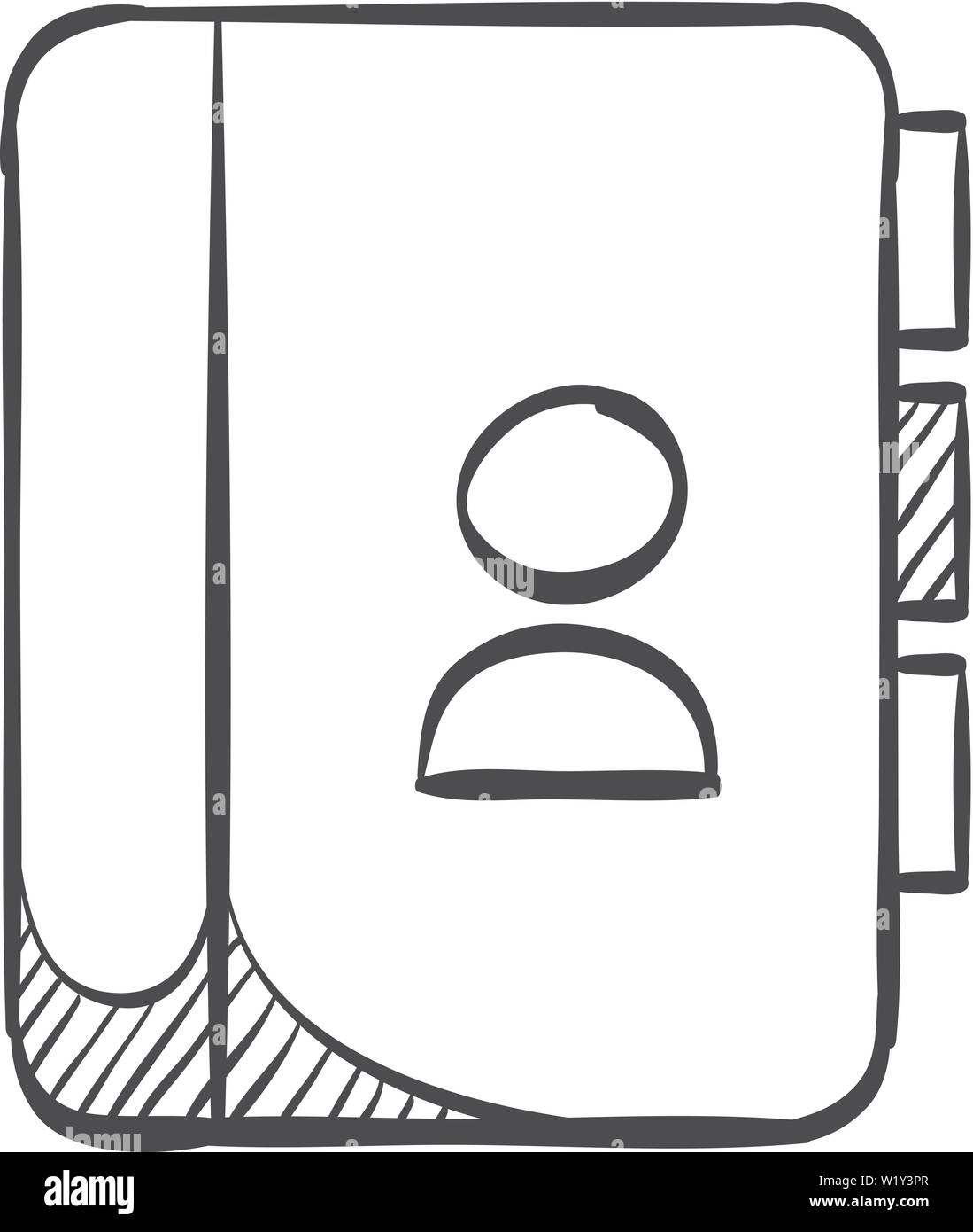 Address book icon in doodle sketch lines. contact phone list customer ...