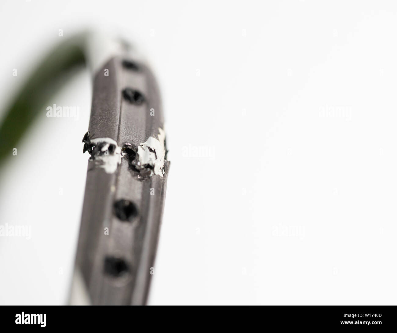 badminton racket frame is broken when we hit the racket with the other ...