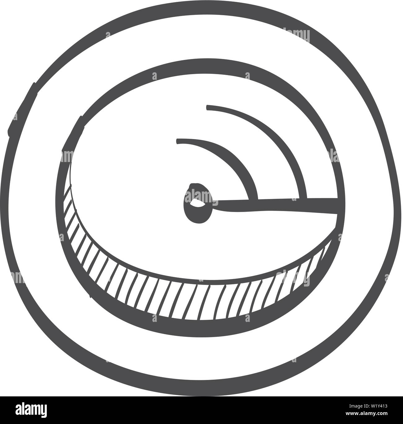 Radar icon in doodle sketch lines. Instrument detector military enemy ...