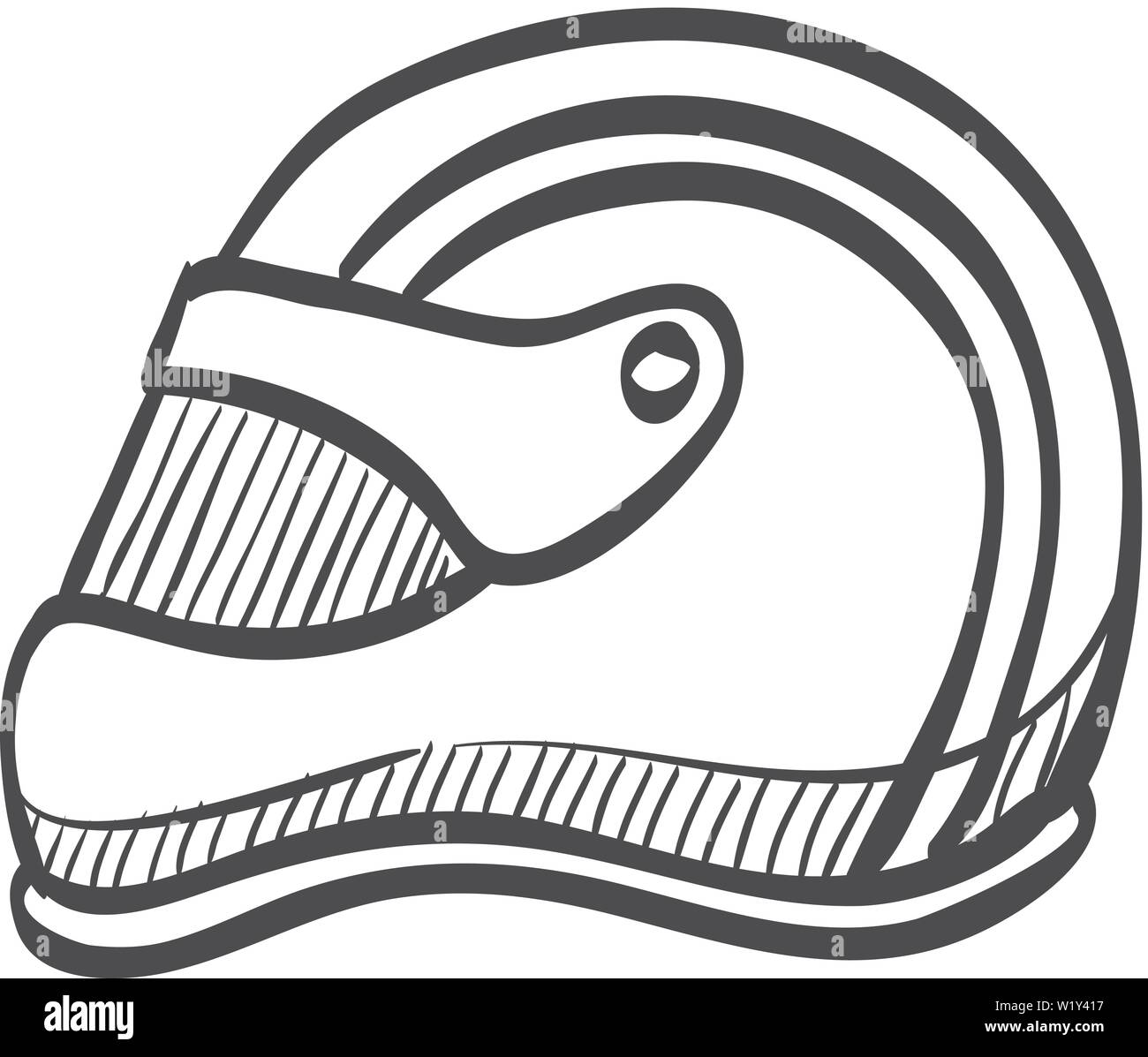 Motorcycle helmet icon in doodle sketch lines. Sport protection safety ...