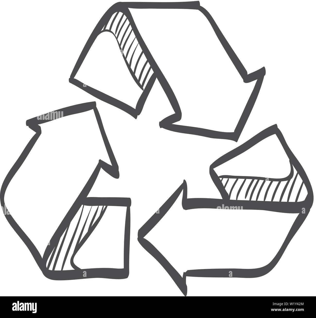 Recycle symbol icon in doodle sketch lines. Environment, go green Stock ...