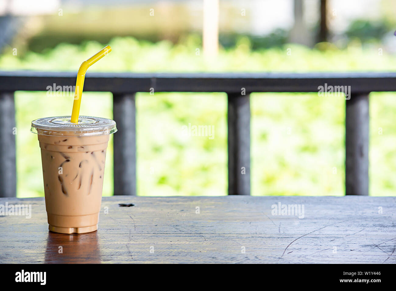 Iced ice cold coffee in a cafe bar drink refreshment hi-res stock ...