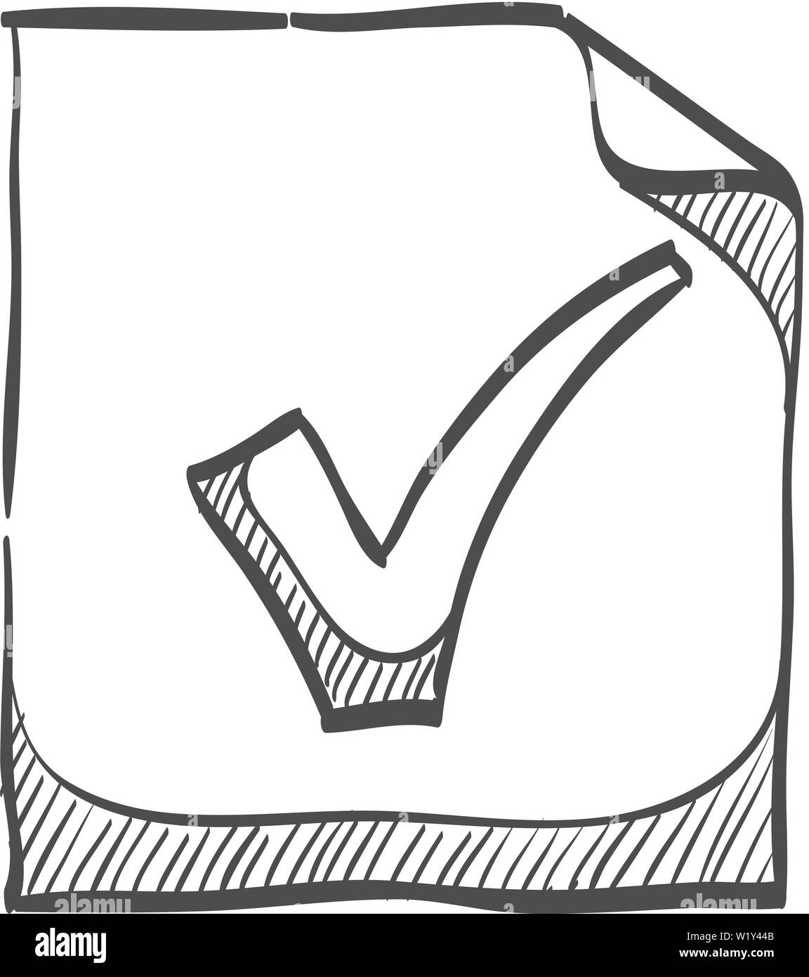 Checkmark icon in doodle sketch lines. Events organizer reminder ...