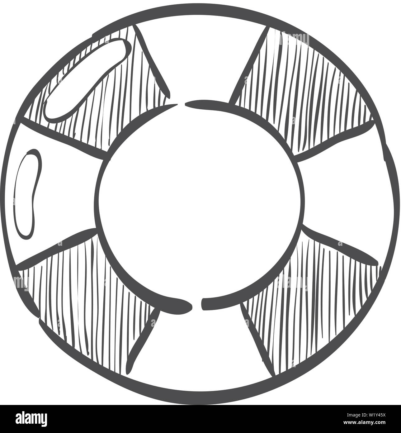 Ring buoy icon in doodle sketch lines. Safety equipment sea swimming ...
