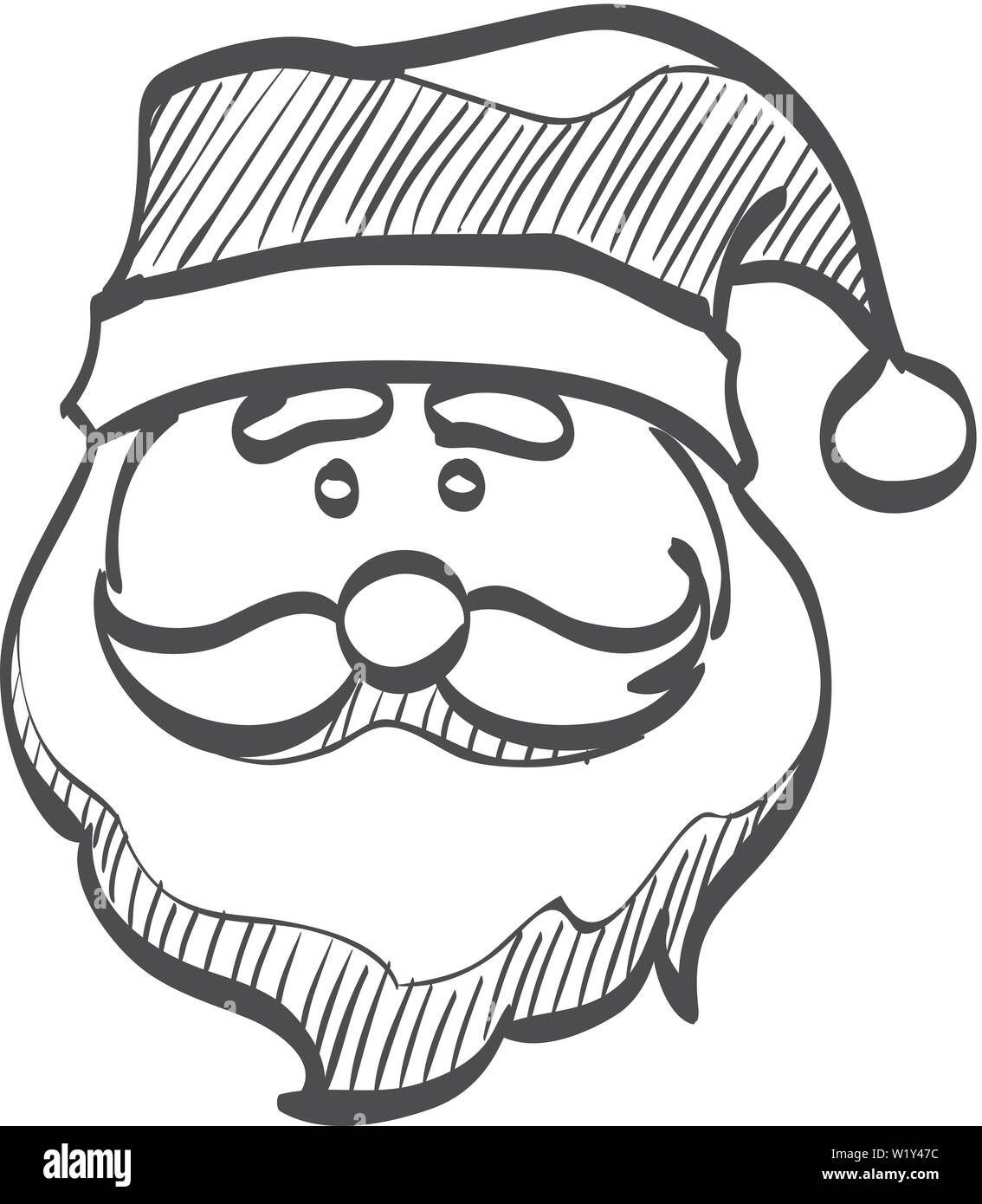 Santa Claus head icon in doodle sketch lines. Celebration Christmas ...