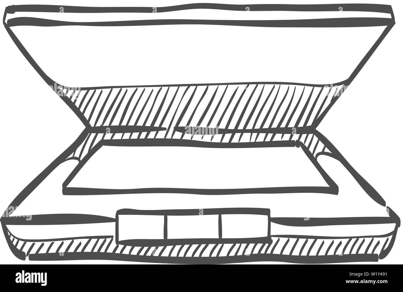 Barcode reader icon in doodle sketch lines. Electronic product identify ...