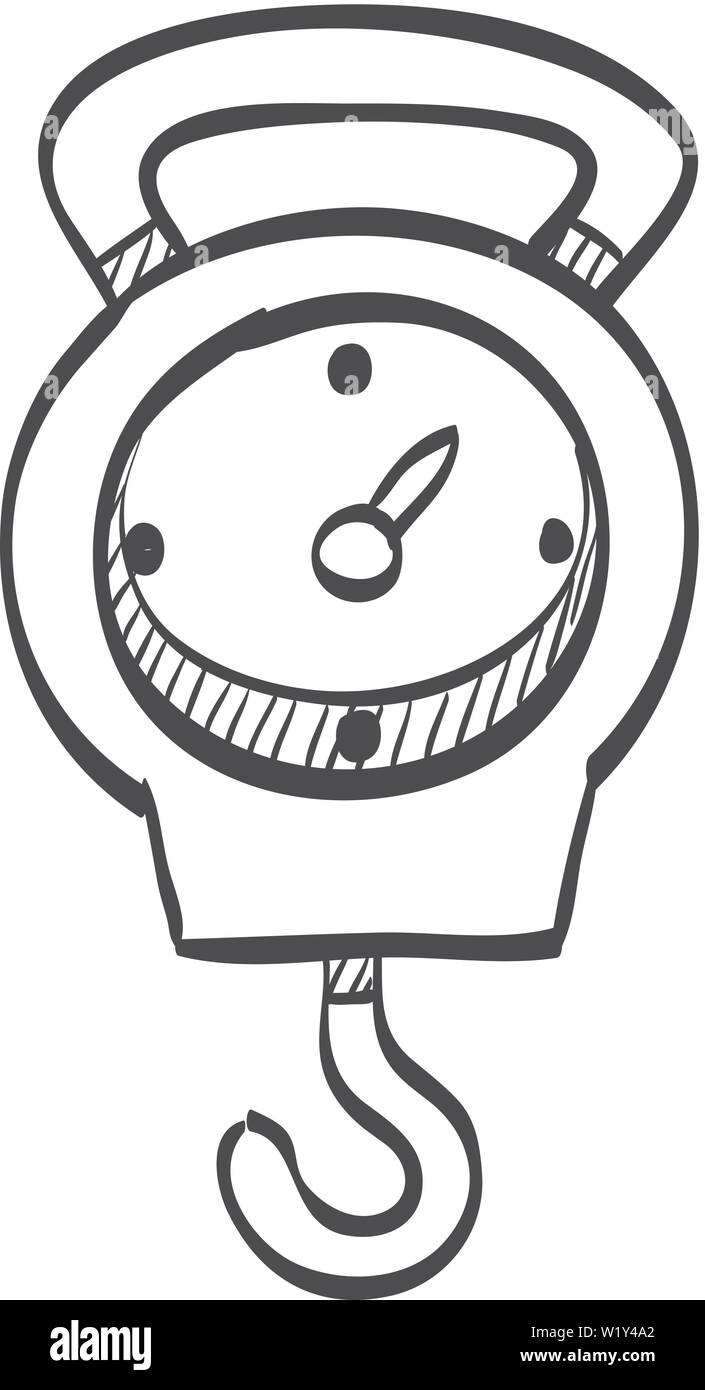 Fishing scale icon in doodle sketch lines. Water sport activity fish ...