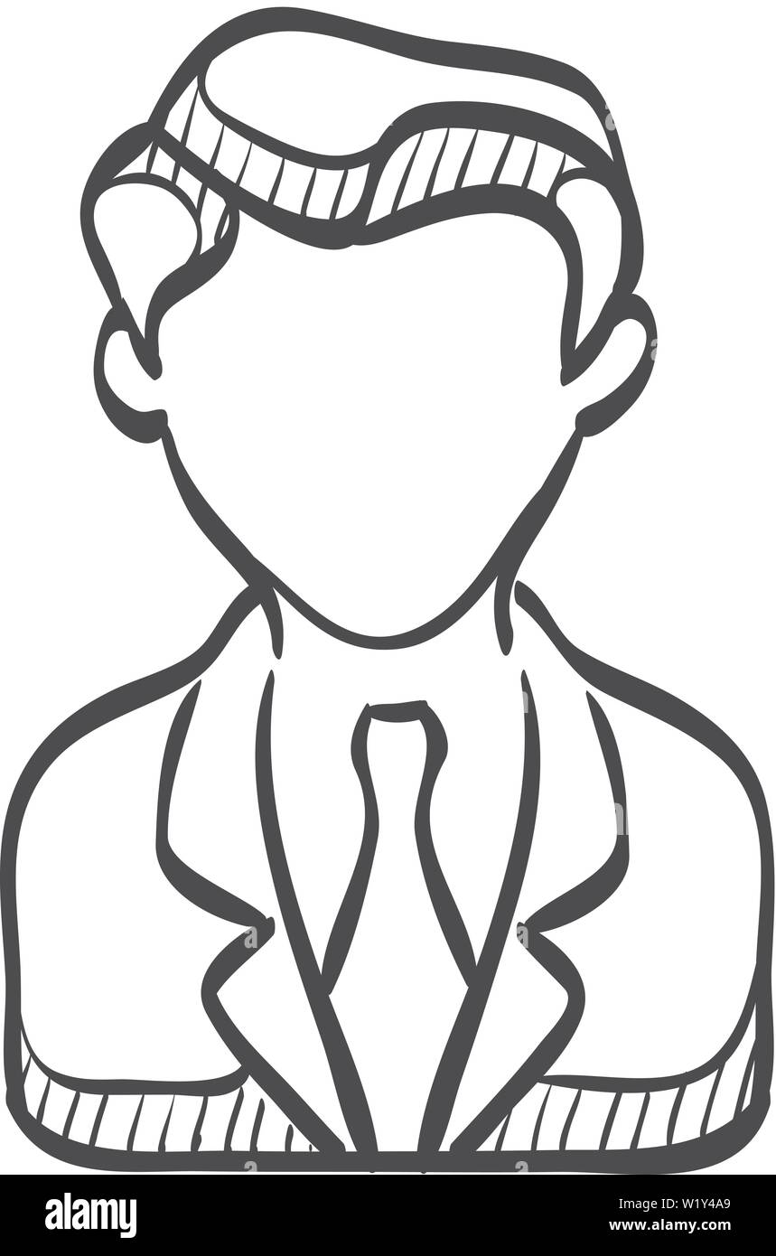 Businessman icon in doodle sketch lines. Business office finance Stock ...