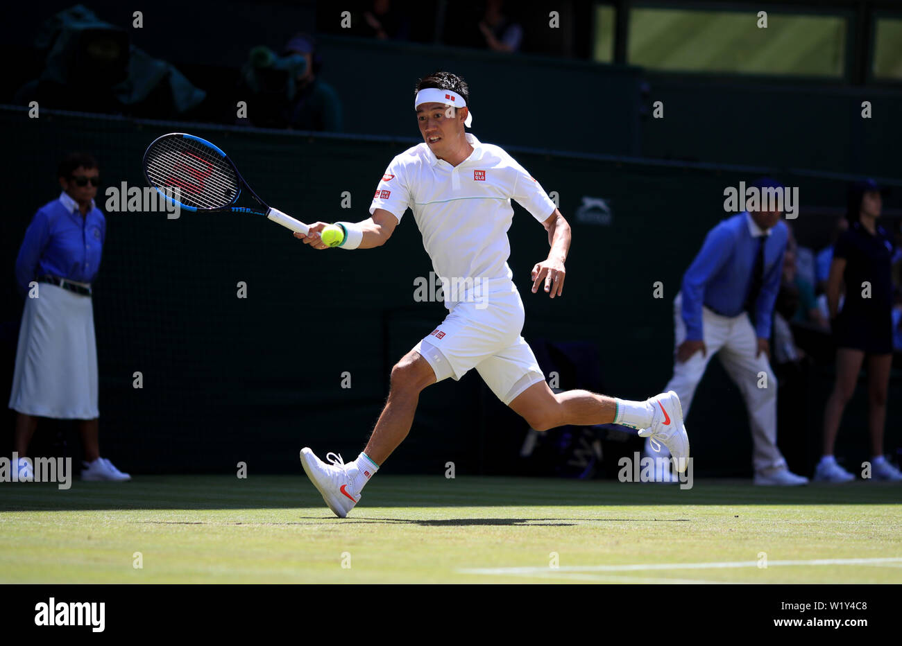 Kei Nishikori in action against Cameron Norrie on day four of the ...