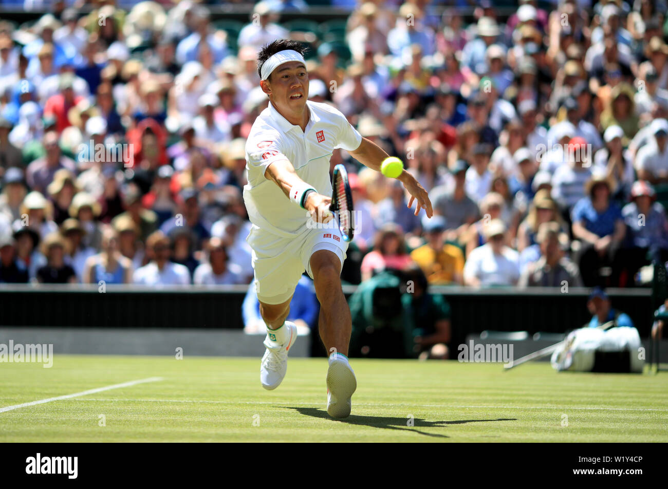 Kei Nishikori in action against Cameron Norrie on day four of the ...