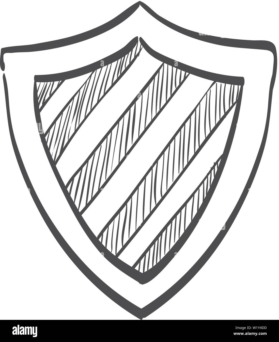 Shield icon in doodle sketch lines. Protection, computer virus ...