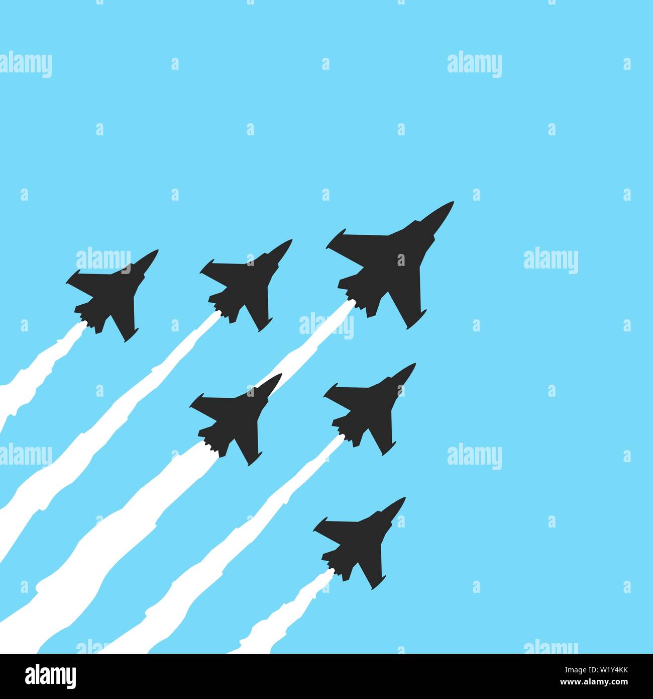 Military fighter jets on a blue background. Vector airplane show banner ...